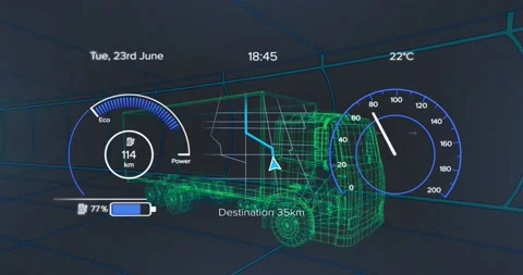 Animation of speedometer over 3d model o... | Stock Video | Pond5