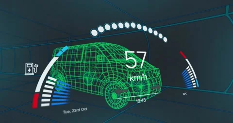 Animation of speedometer over electric v... | Stock Video | Pond5
