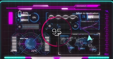 Animation of speedometer over interface ... | Stock Video | Pond5