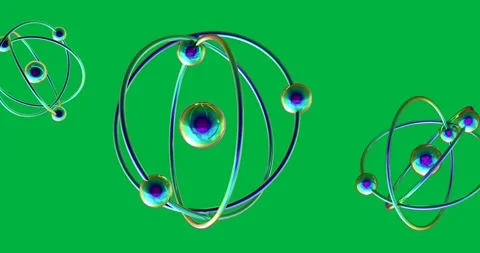 Animation of spinning atom icons over tr... | Stock Video | Pond5