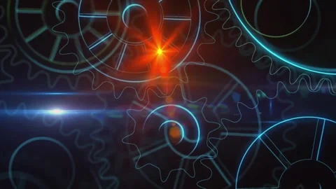 Animation of spinning cogs and data proc... | Stock Video | Pond5
