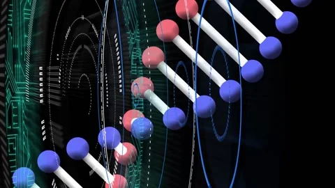 Animation of spinning dna strand over bl... | Stock Video | Pond5