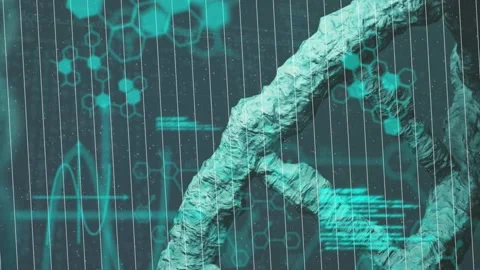 Animation of spinning dna strand over da... | Stock Video | Pond5