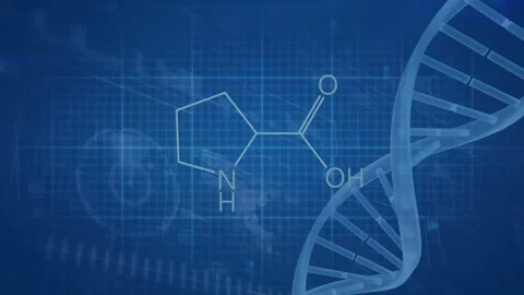 Animation of spinning dna strand over ch... | Stock Video | Pond5