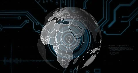 Animation of spinning globe over round s... | Stock Video | Pond5