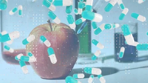 Animation of spots and falling pills ove... | Stock Video | Pond5