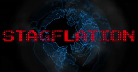 Animation of stagflation text in red ove... | Stock Video | Pond5