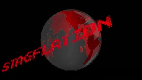 Animation of stagflation text in red ove... | Stock Video | Pond5