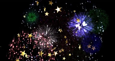 Animation of stars and fireworks explodi... | Stock Video | Pond5