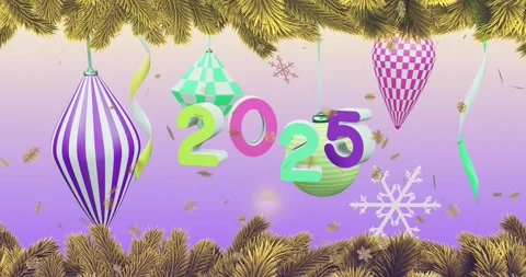 Animation of stars falling over 2025 tex... | Stock Video | Pond5