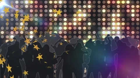 Animation of stars falling over dancing ... | Stock Video | Pond5
