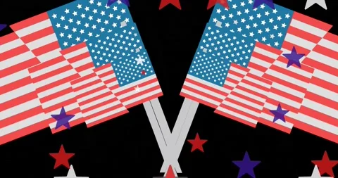 Animation of stars falling over flags of... | Stock Video | Pond5