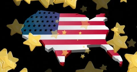Animation of stars falling over map with... | Stock Video | Pond5