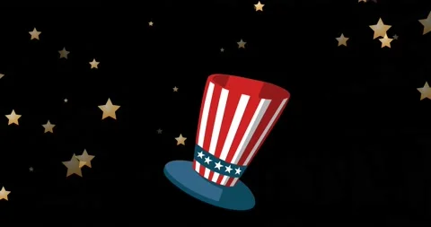 Animation of stars falling over top hat ... | Stock Video | Pond5