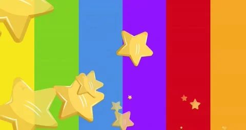 Animation of stars falling on rainbow ba... | Stock Video | Pond5