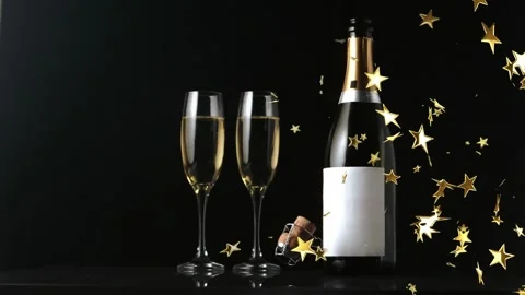 Animation of stars floating over bottle ... | Stock Video | Pond5