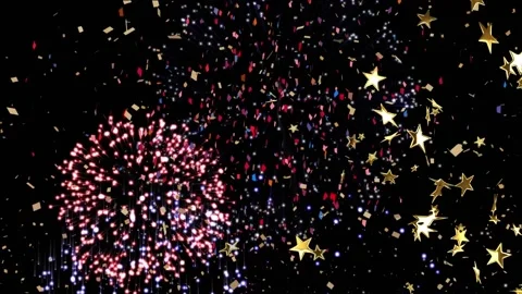 Animation of stars floating over confett... | Stock Video | Pond5