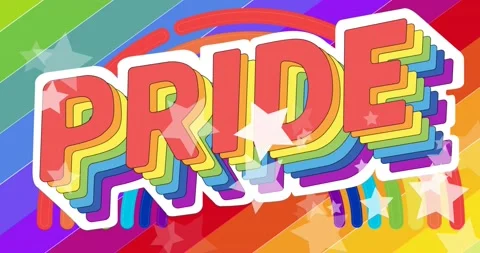 Animation of stars over pride text on ra... | Stock Video | Pond5