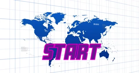 Animation of start over world map on whi... | Stock Video | Pond5