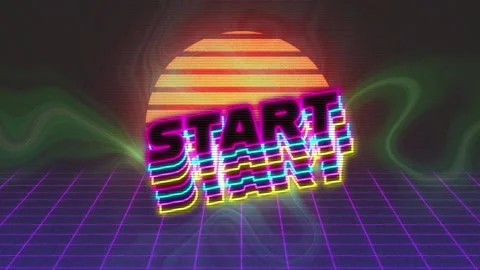 Animation of start text over digital sun... | Stock Video | Pond5