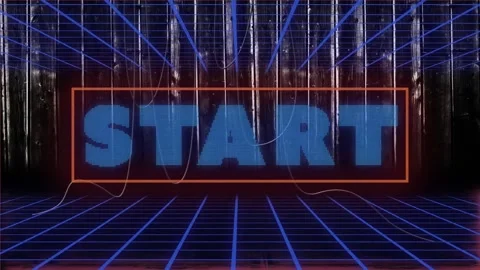 Animation of start text over neon lines ... | Stock Video | Pond5
