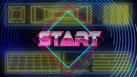 Animation of start text over neon patter... | Stock Video | Pond5
