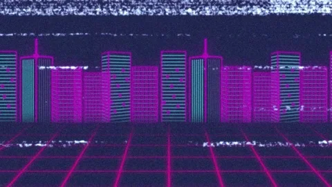 Animation of static effect over 3d city ... | Stock Video | Pond5
