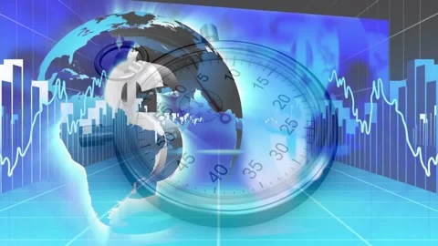 Animation of statistics with globe and s... | Stock Video | Pond5