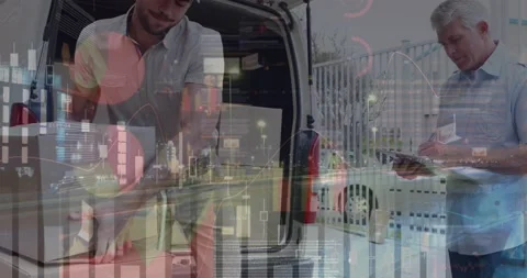 Animation of statistics processing over ... | Stock Video | Pond5