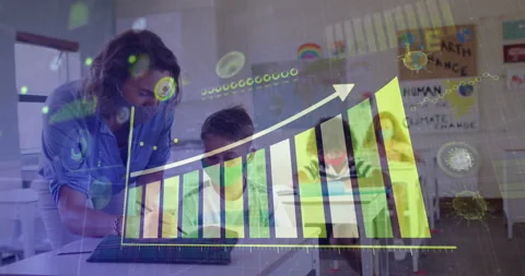 Animation of statistics with teacher and... | Stock Video | Pond5