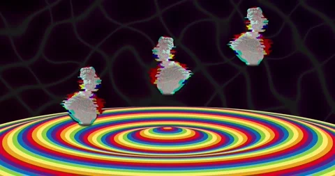 Animation of statues over moving coloure... | Stock Video | Pond5