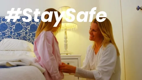 Animation of stay safe text over mother ... | Stock Video | Pond5