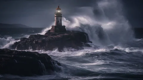 animation - Storm with big waves over th... | Stock Video | Pond5