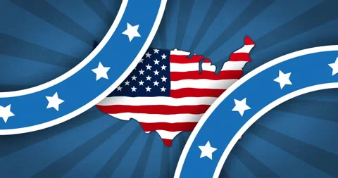 Animation of stripes with stars over map... | Stock Video | Pond5