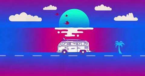 Animation of sun over water, palm trees,... | Stock Video | Pond5