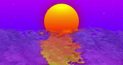 Animation of sun over water on purple ba... | Stock Video | Pond5