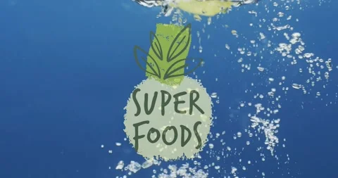 Animation of super foods text over fruit... | Stock Video | Pond5