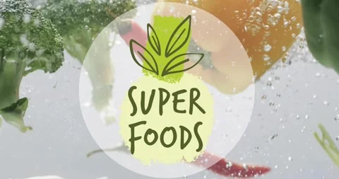 Animation of super foods text over fruit... | Stock Video | Pond5