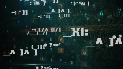 Animation of symbols, texts, numbers, le... | Stock Video | Pond5