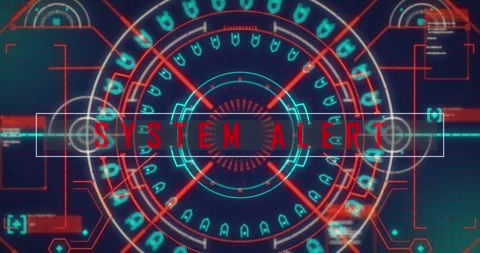 Animation of system hacked text, scope s... | Stock Video | Pond5