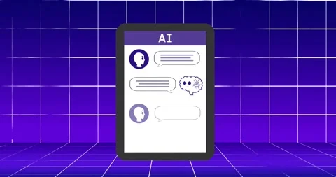 Animation of tablet screen with ai chat ... | Stock Video | Pond5