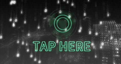 Animation of tap here text and shapes ov... | Stock Video | Pond5