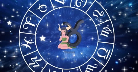 Animation of taurus star sign inside spi... | Stock Video | Pond5