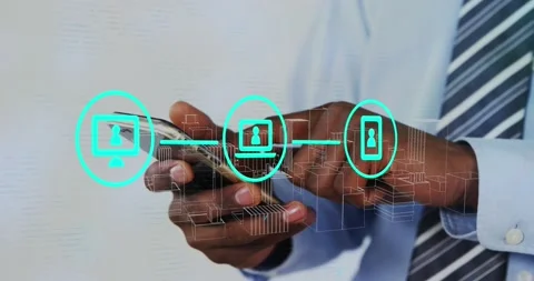 Animation of telecommunication icons and... | Stock Video | Pond5