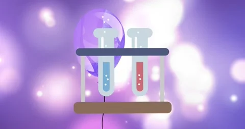 Animation of test tube icons over balloo... | Stock Video | Pond5