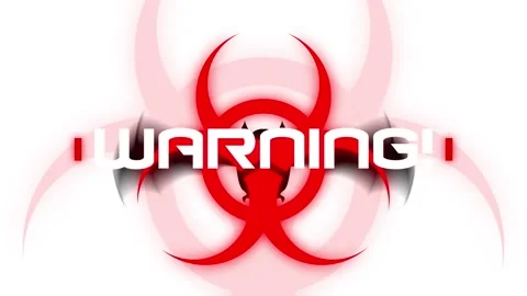 Animation of text warning, over red bioh... | Stock Video | Pond5
