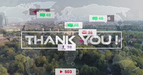 Animation of thank you sign with social ... | Stock Video | Pond5