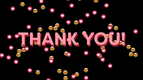 Animation of thank you text with heart s... | Stock Video | Pond5