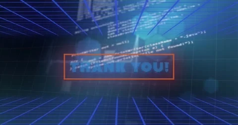 Animation of thank you text over grid an... | Stock Video | Pond5