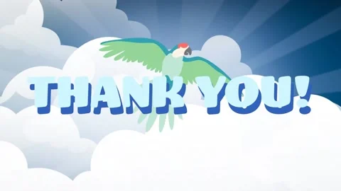Animation of thank you text over parrot ... | Stock Video | Pond5